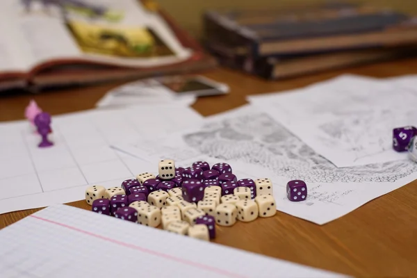 Role playing game set up on table isolated on black background Stock ...