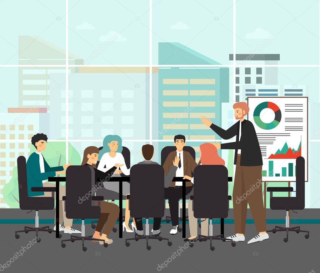 Junta directiva reunión conel hombre blanco como CEO, ilustración de ...