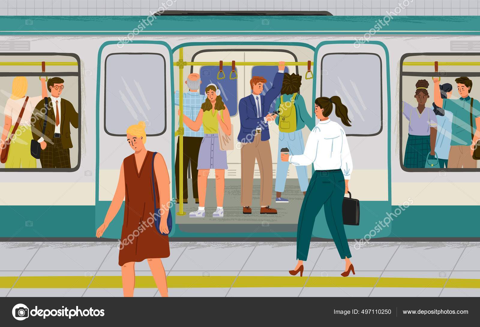 Crowded Train Cartoon