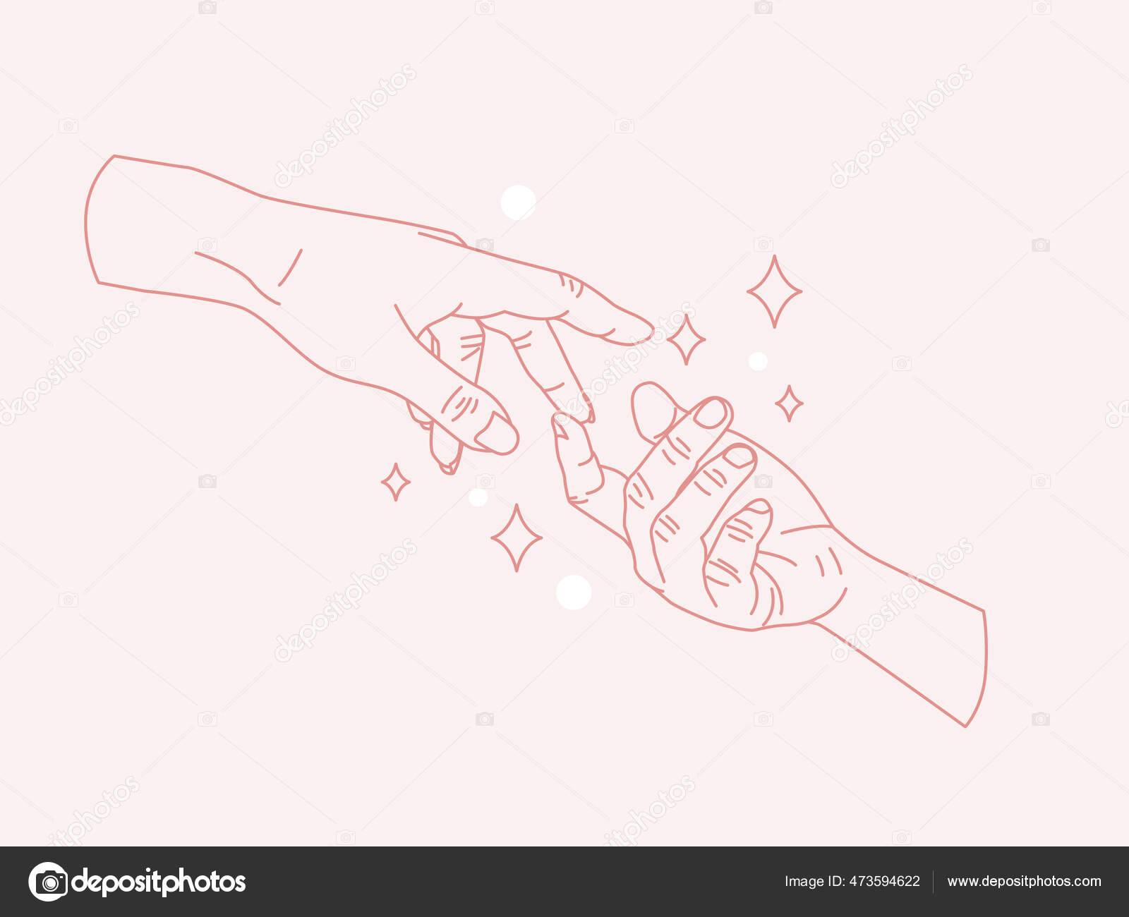 Vector Illustration Hands Touching Fingers Line Art Stock Vector Image ...