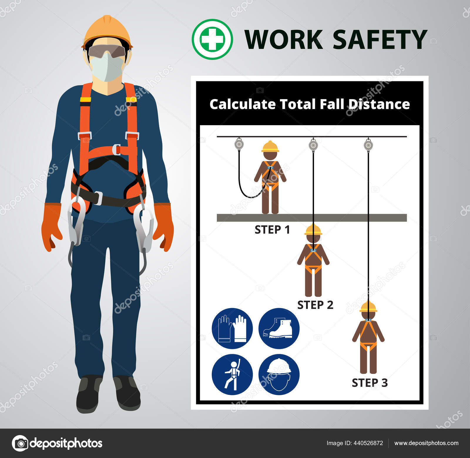 Fall Protection Construction Worker Safety First Vector Design Stock ...