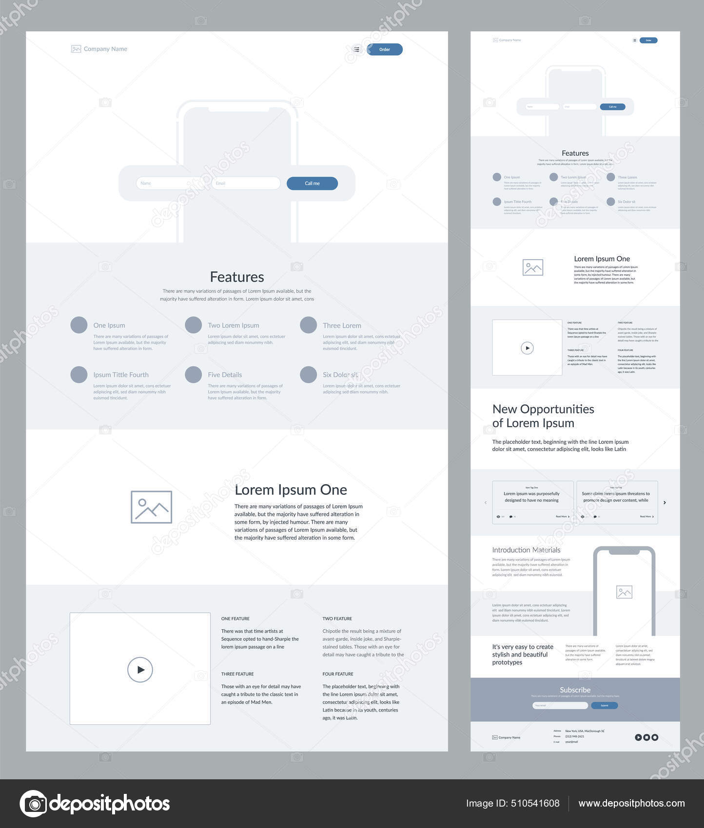 Diseño Del Sitio Web Página Destino Moderna Wireframe Stock Vector by ©Gooder 510541608