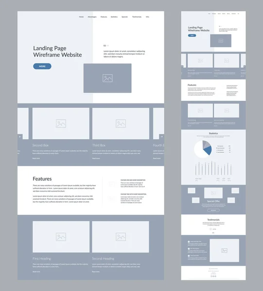 Landing Page Wireframe Design Business One Page Website Layout Template ...