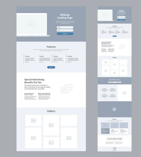 Landing Page Wireframe Design Business One Page Website Layout Template ...