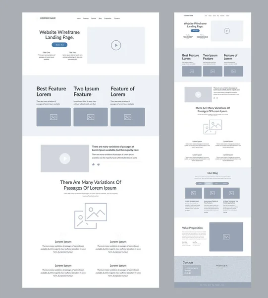 Website Landing Page Design Business One Page Site Wireframe Layout Stock Vector by ©Gooder ...