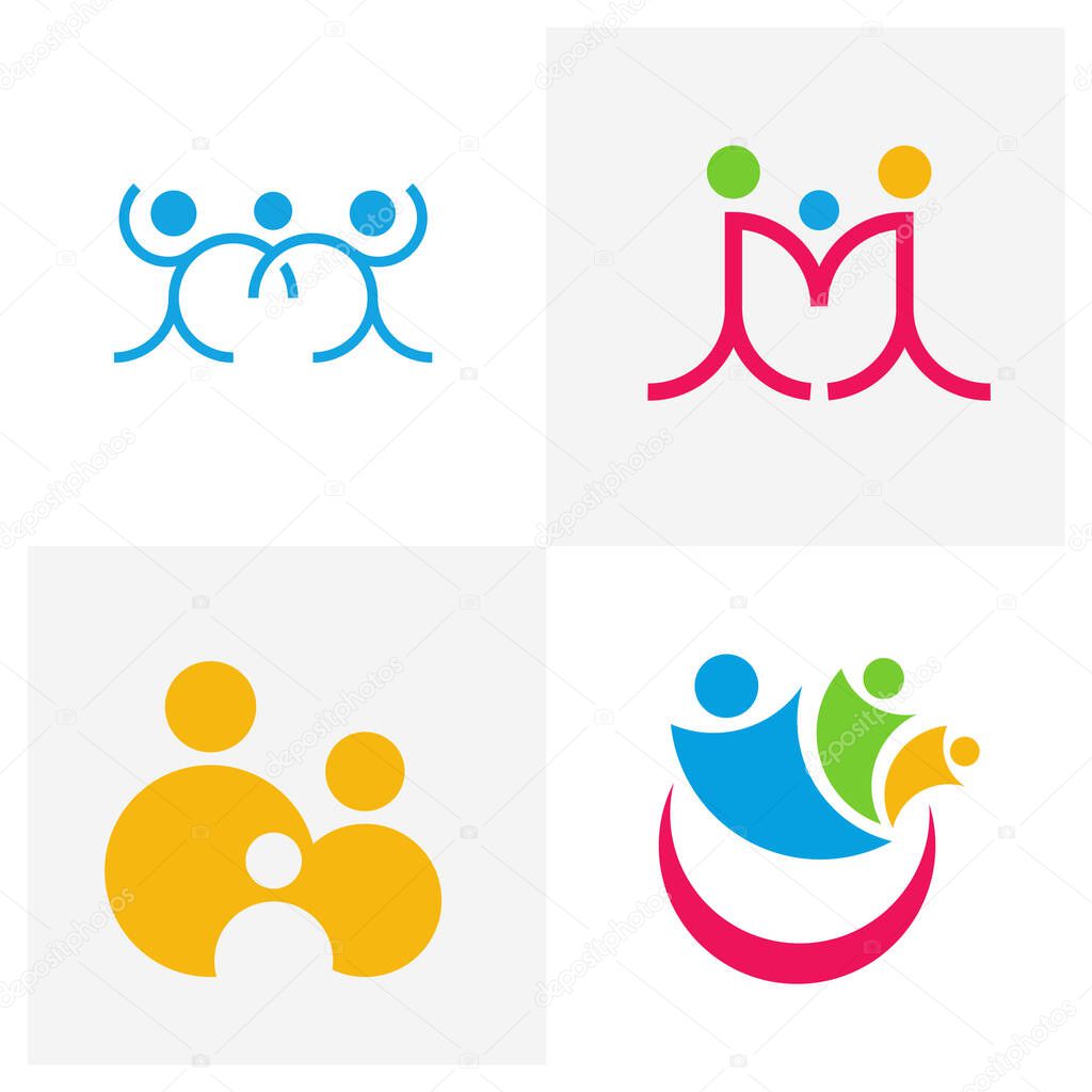 Set Family Logo Design Vector Template Illustration Design Comunidad ...