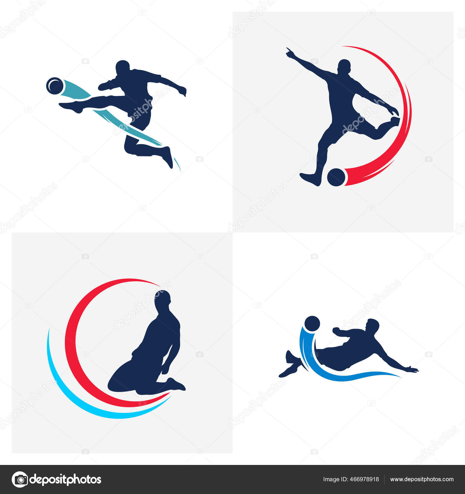 Set Soccer Logo Design Vector Illustration Creative Football Logo ...