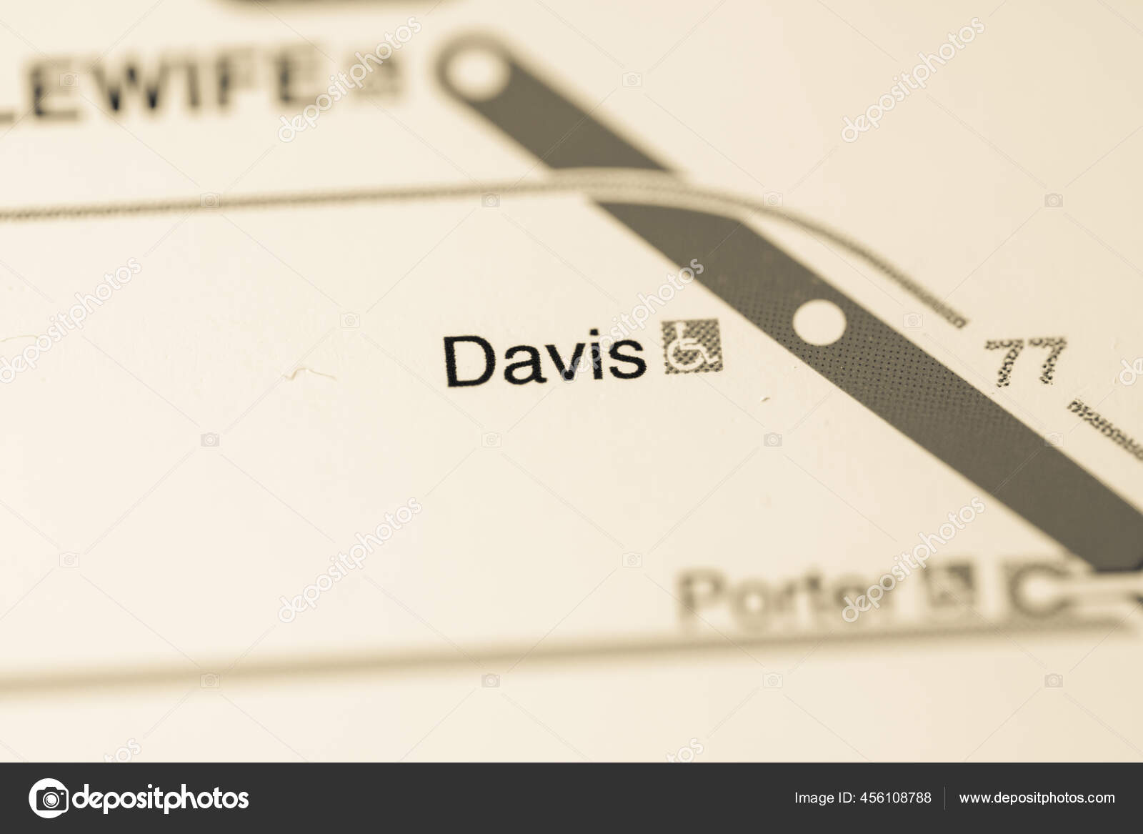 Estación Davis Mapa Del Metro Boston: fotografía de stock ...