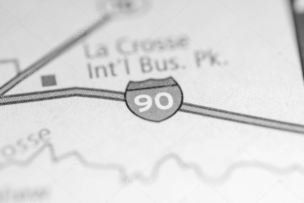 I-90. Wisconsin. USA en el mapa 2022