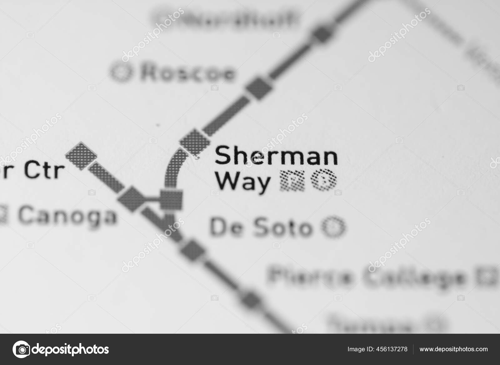 Sherman Way Station Auf Der Karte Karte Der Metro Von – Stockfoto ...
