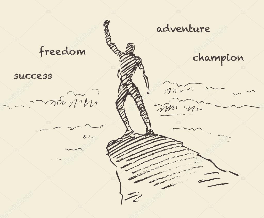 Drawn vector success climber man mountain sketch Stock Vector by ©grop ...