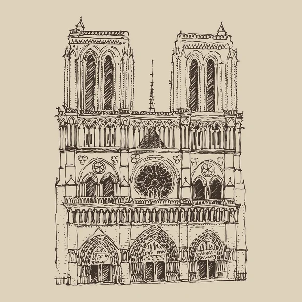 Notre Dame Paris Cathedral Paris Symbol French Sightseeing Hand Drawing ...