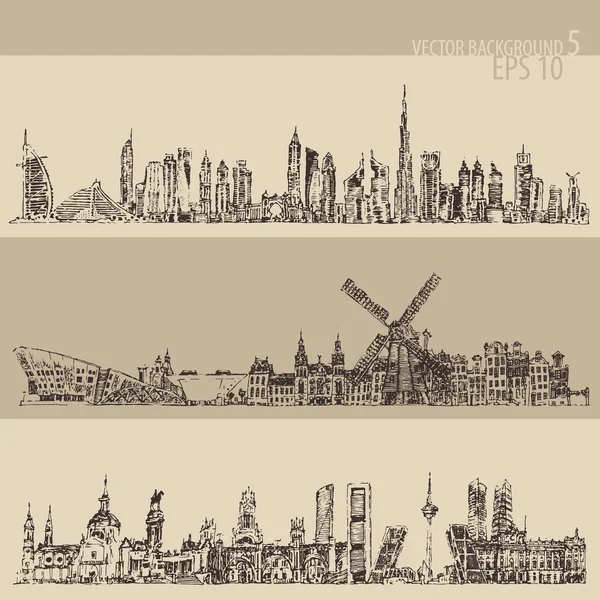 Hand drawn city set - Stock Image - Everypixel