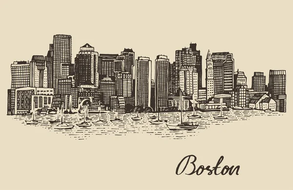 Boston skyline drawing Vector Art Stock Images | Depositphotos