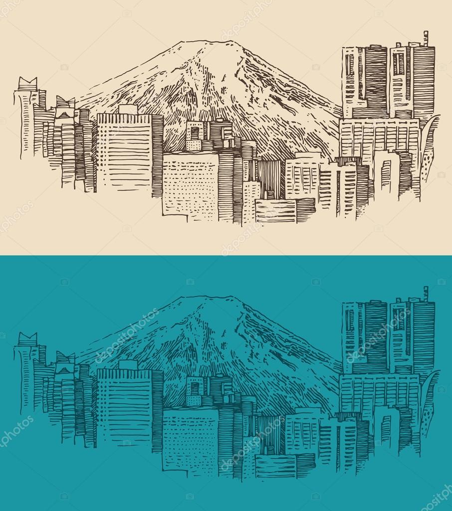 Hand drawn Tokyo city — Stock Vector © grop #72754701