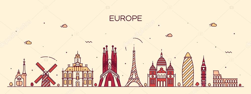 Europe city skyline Stock Vector Image by ©grop #72754851