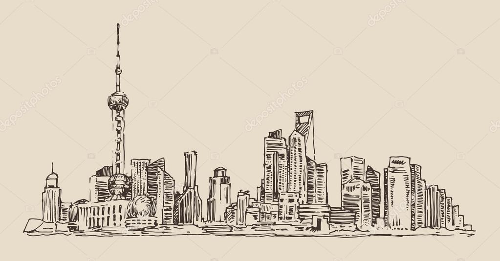 Shanghai city sketch Stock Vector Image by ©grop #72755455
