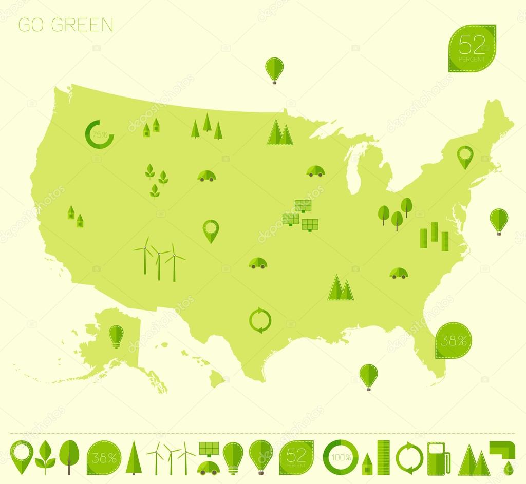 United States map with eco elements — Stock Vector © grop #72756575
