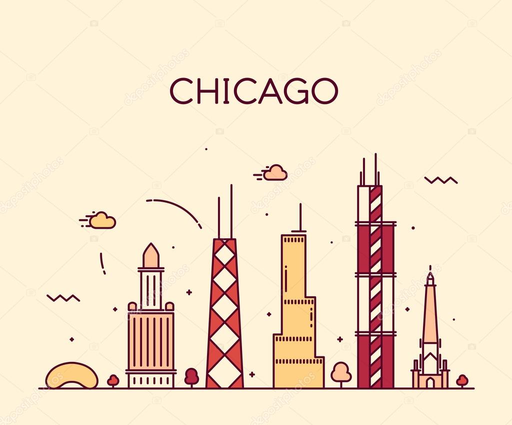 Chicago City skyline — Stock Vector © grop #72756709