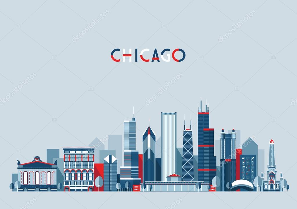 Chicago city skyline — Stock Vector © grop #72757105