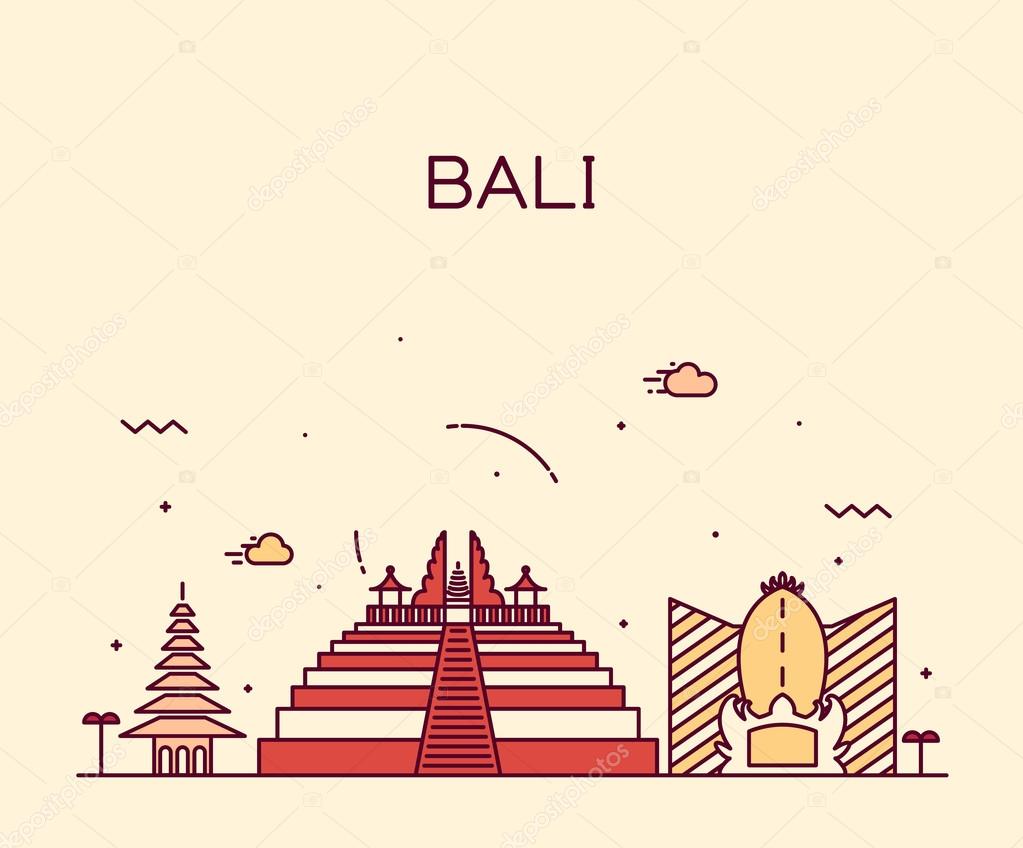 Bali skyline trendy vector illustration linear Stock Vector by ©grop ...