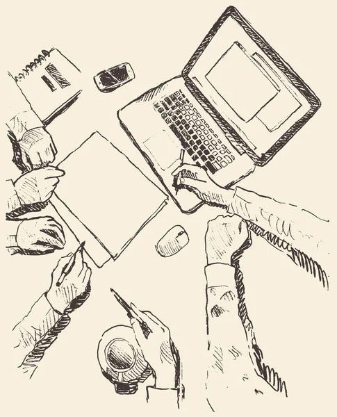 Business meeting concept top view people sketch — Stock Vector © grop ...