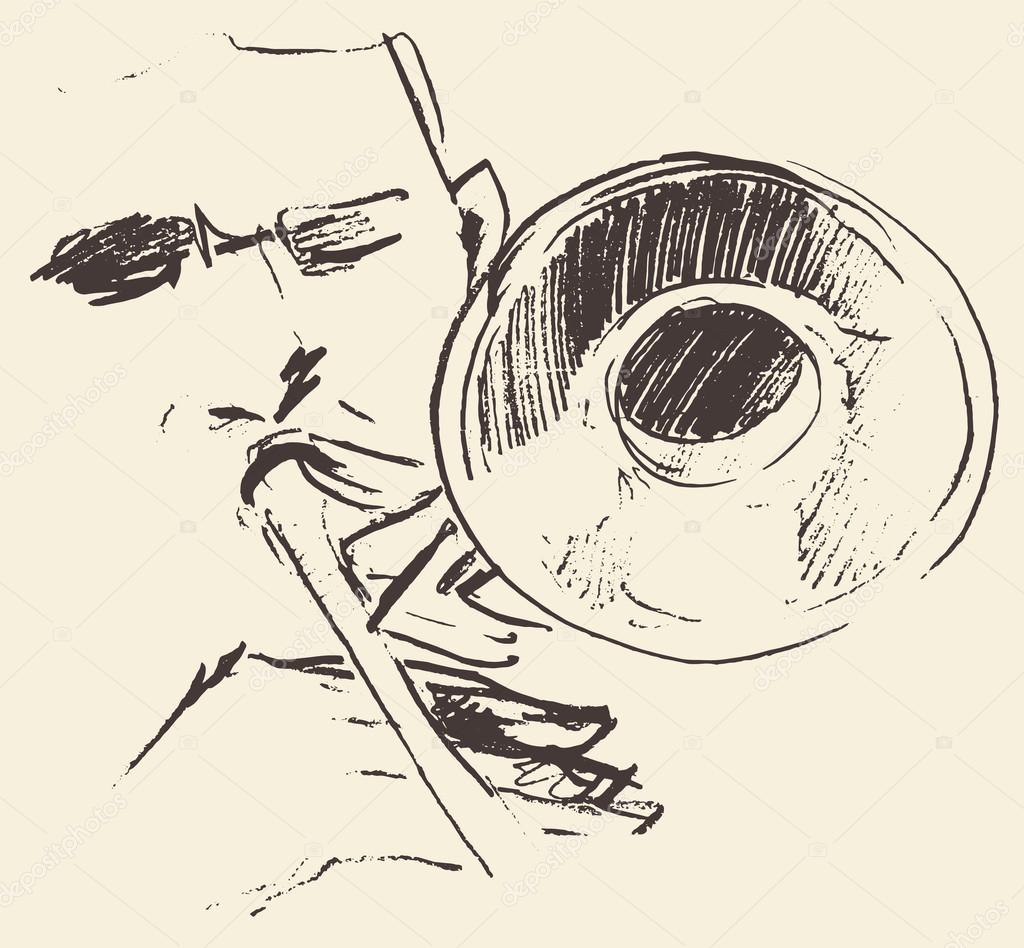 Trombone Player Drawing