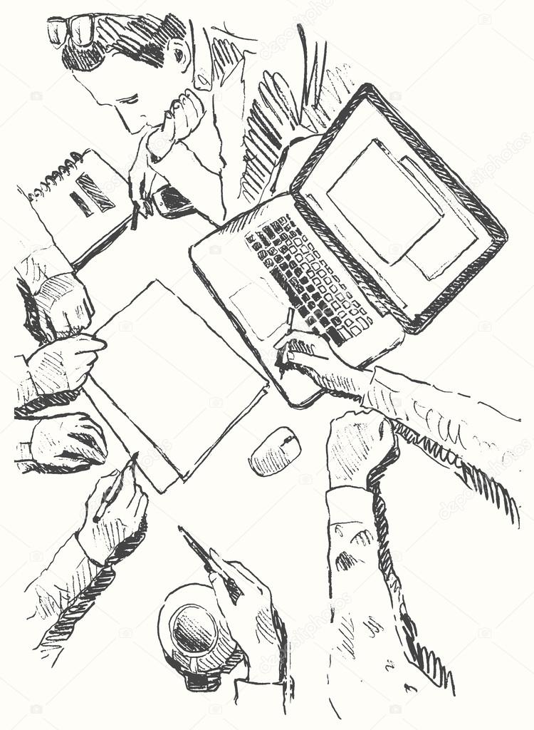 Business meeting concept top view people sketch — Stock Vector © grop ...