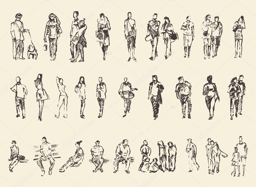 Skizze von Menschen Vektor Illustration Handzeichnung Stock-Vektorbild ...