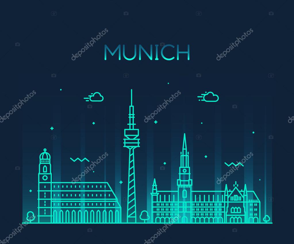 Munich skyline vector illustration linear style Stock Vector by ©grop ...