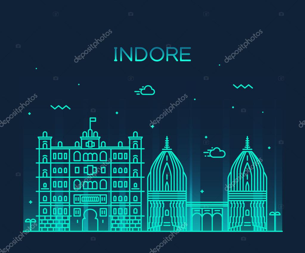 Indore skyline vector illustration linear style Stock Vector Image by ...