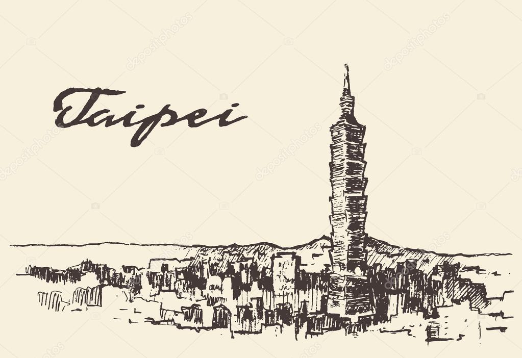 Taipei skyline Taiwan vector hand drawn sketch Stock Vector by ©grop ...