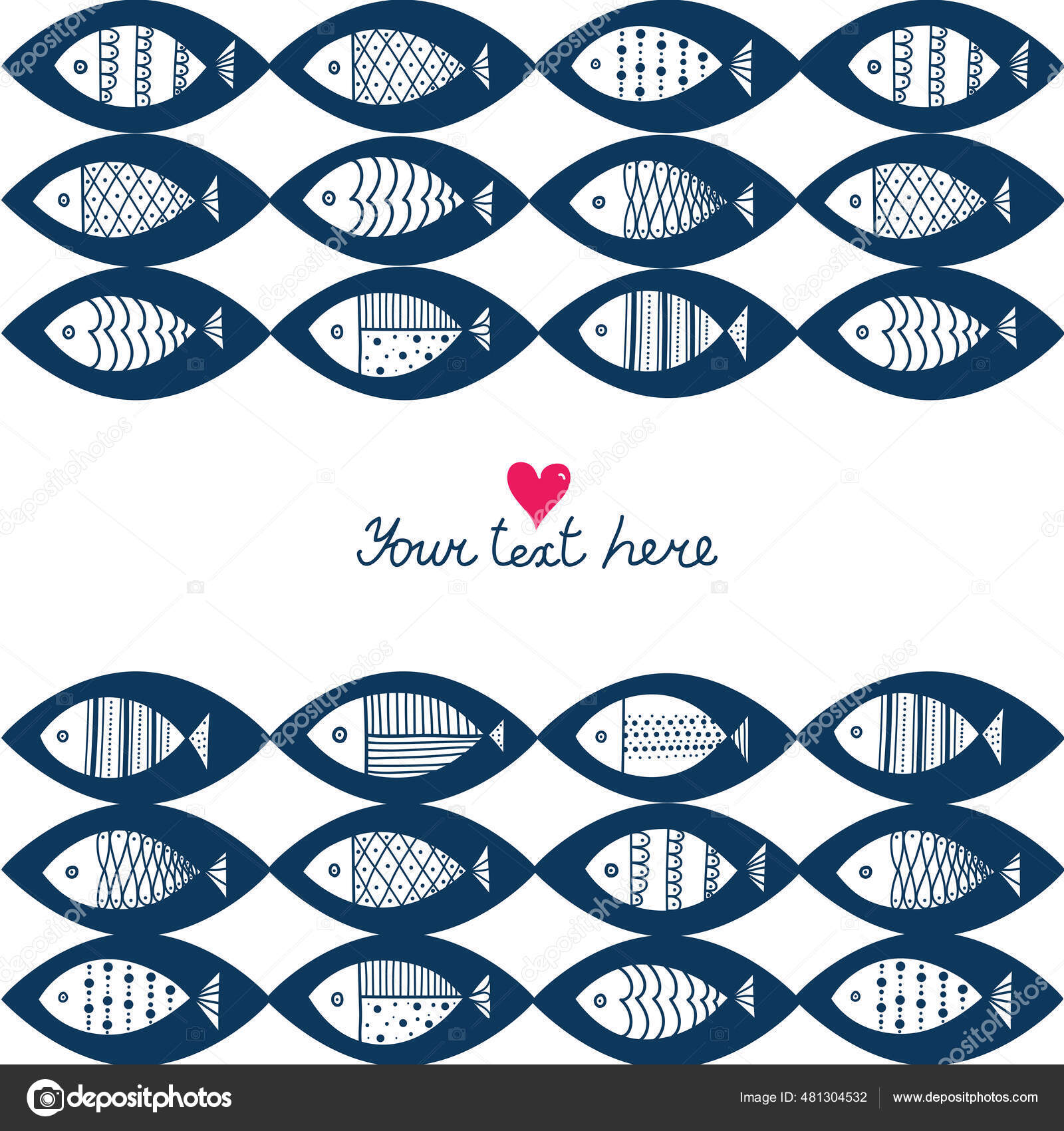 Cute Fish Card Motif Fish Stock Vector by ©vyazovskaya 481304532