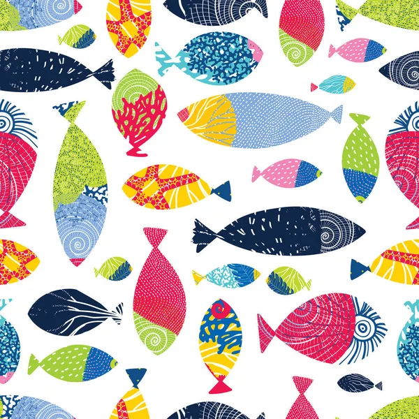 Cute Line Fish Kids Background Seamless Pattern Stock Vector by ©vyazovskaya 186077562