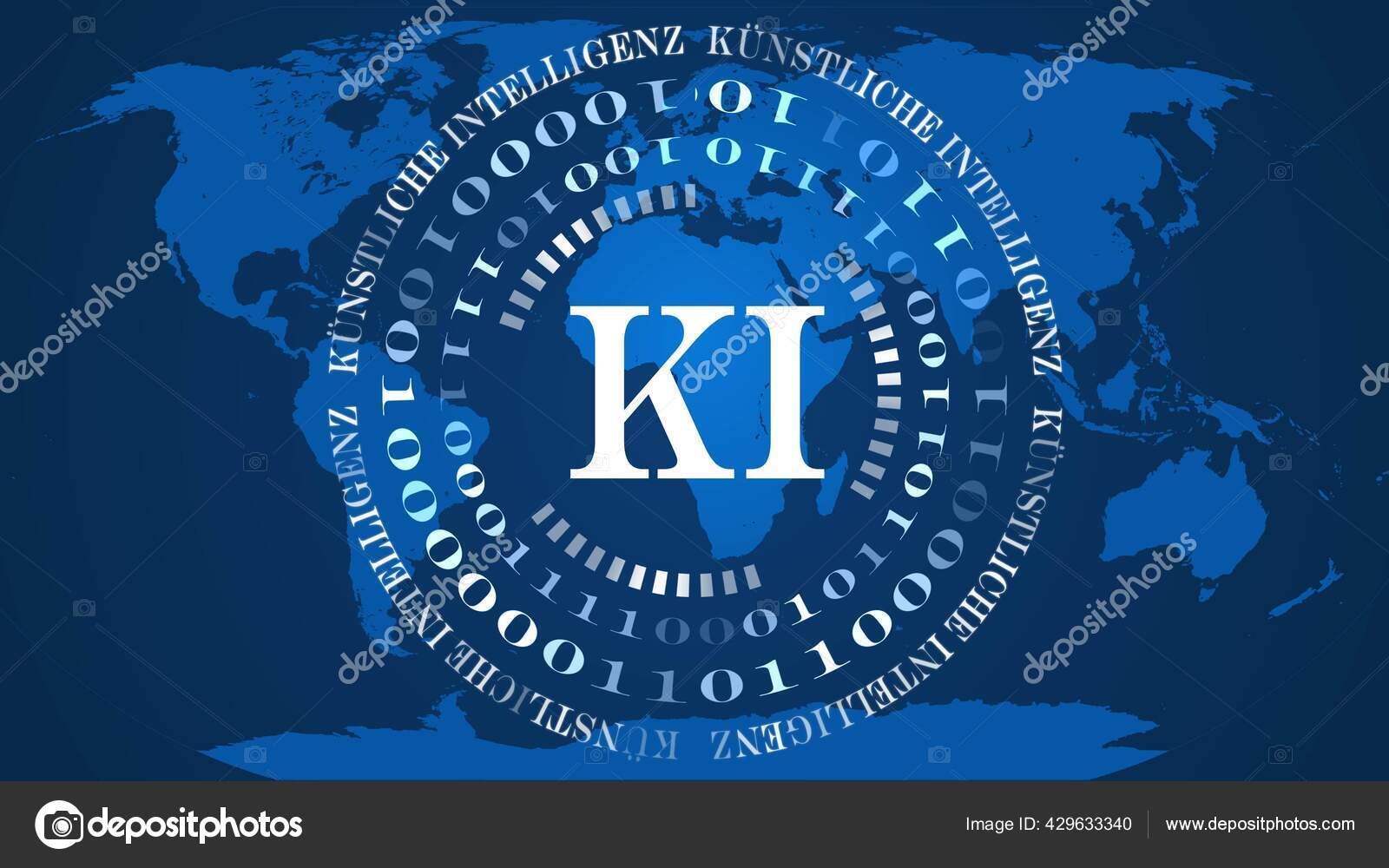 Abstract Artificial Intelligence German Kuenstliche Intelligenz Background Circles Binary Code ...