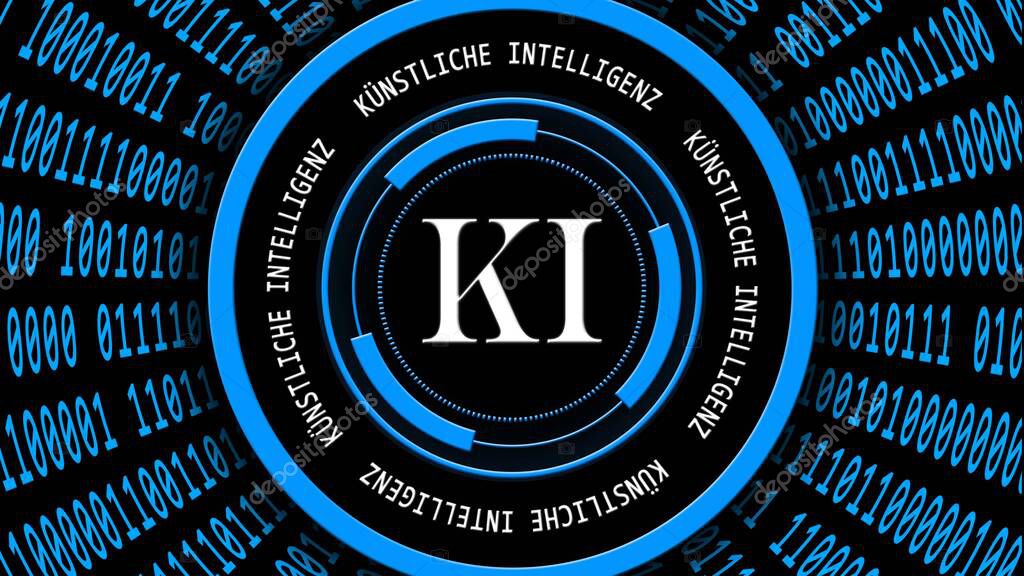 AI - abstract Artificial Intelligence (en alemán KI - Kuenstliche Intelligenz) background in ...
