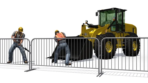 Wheel loader behind construction worker — Stock Photo © Bestgreenscreen ...