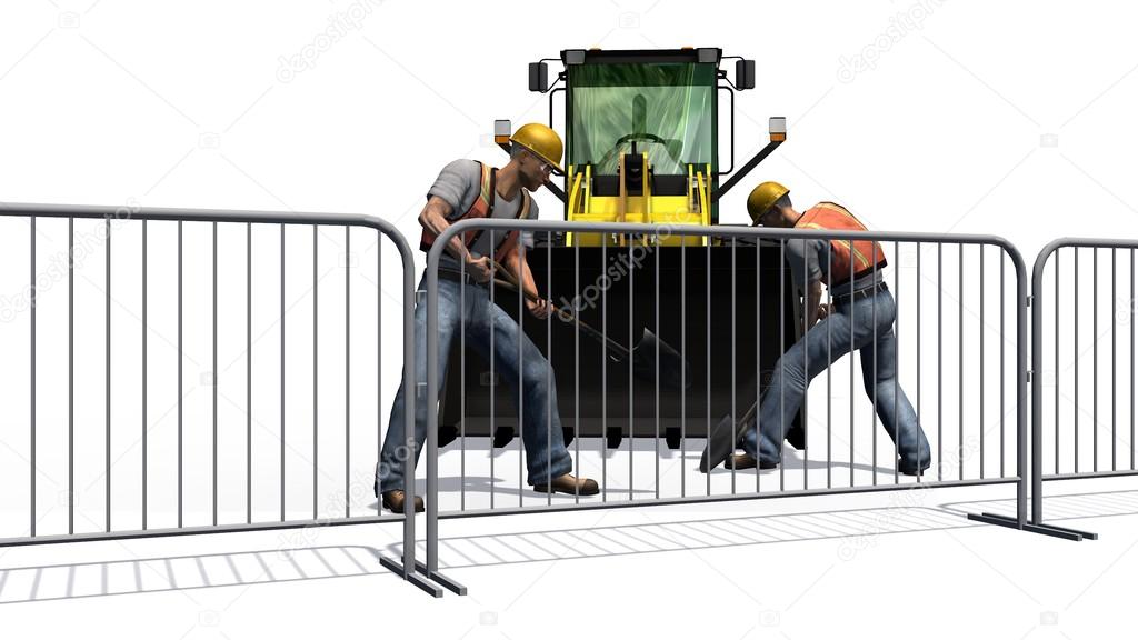 Wheel loader behind construction worker — Stock Photo © Bestgreenscreen ...