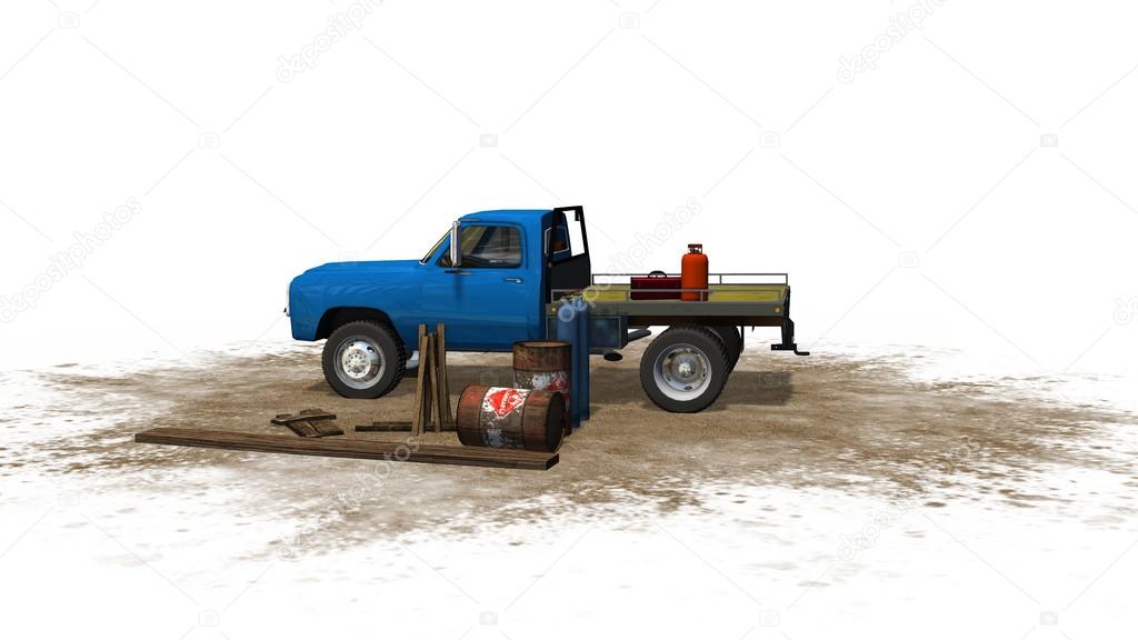 Old pick up truck on construction site — Stock Photo © Bestgreenscreen ...