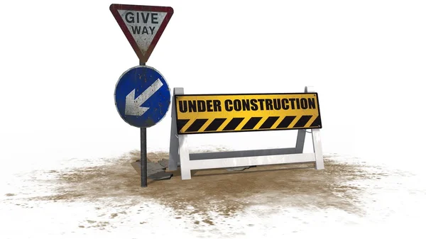 Under construction road barrier sign — Stock Photo © Bestgreenscreen ...