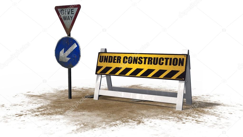 Under construction road barrier sign — Stock Photo © Bestgreenscreen ...