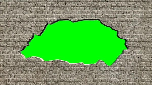 Green screen in old brick wall with wooden floor - background design ...