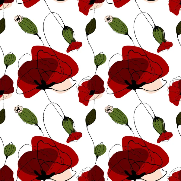 Poppies b&w vector seamless pattern. Stock Vector Image by ©mazeina ...