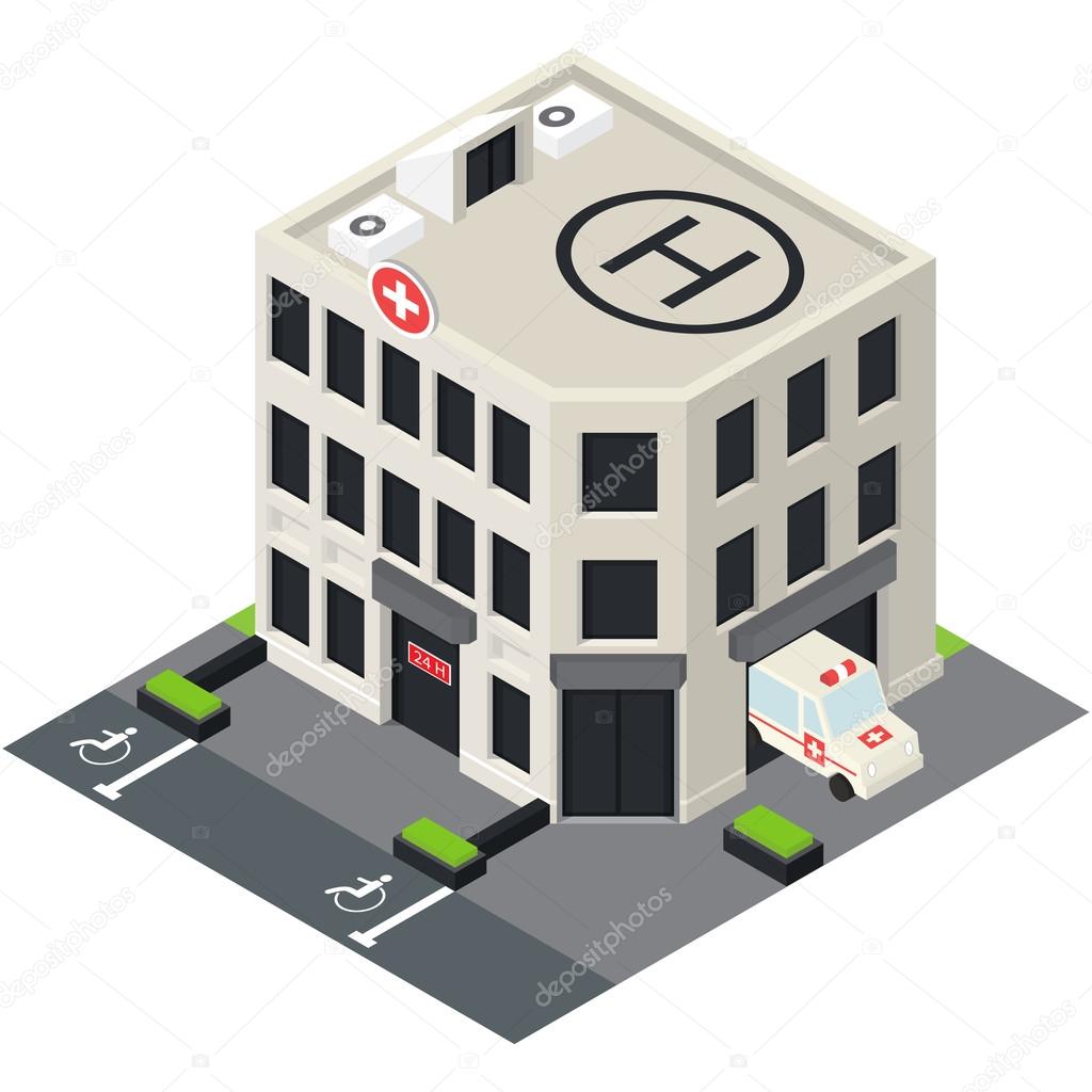 Icono del edificio del hospital isom trico vectorial. 2024