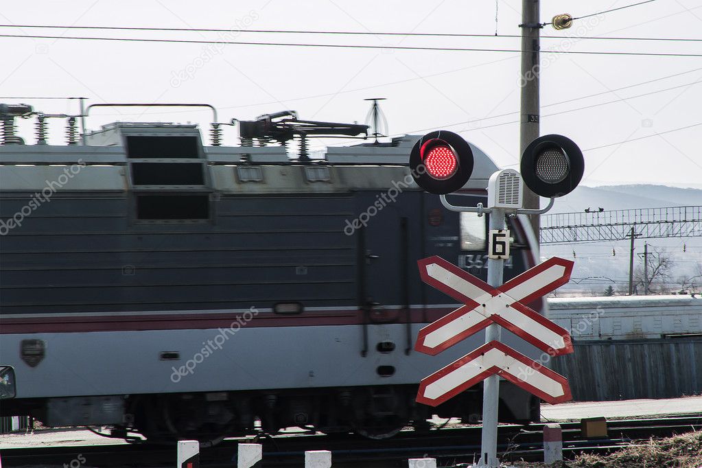 Locomotive on a railway crossing — Stock Photo © bosun5555 #104381476