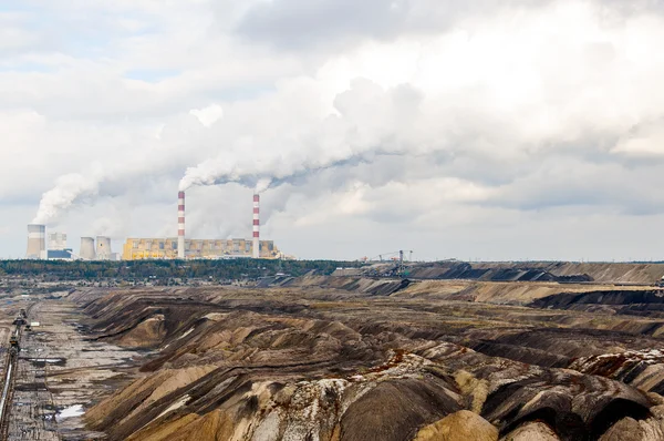 Open pit mine and power plant. HDR - high dynamic range Stock Photo by ...