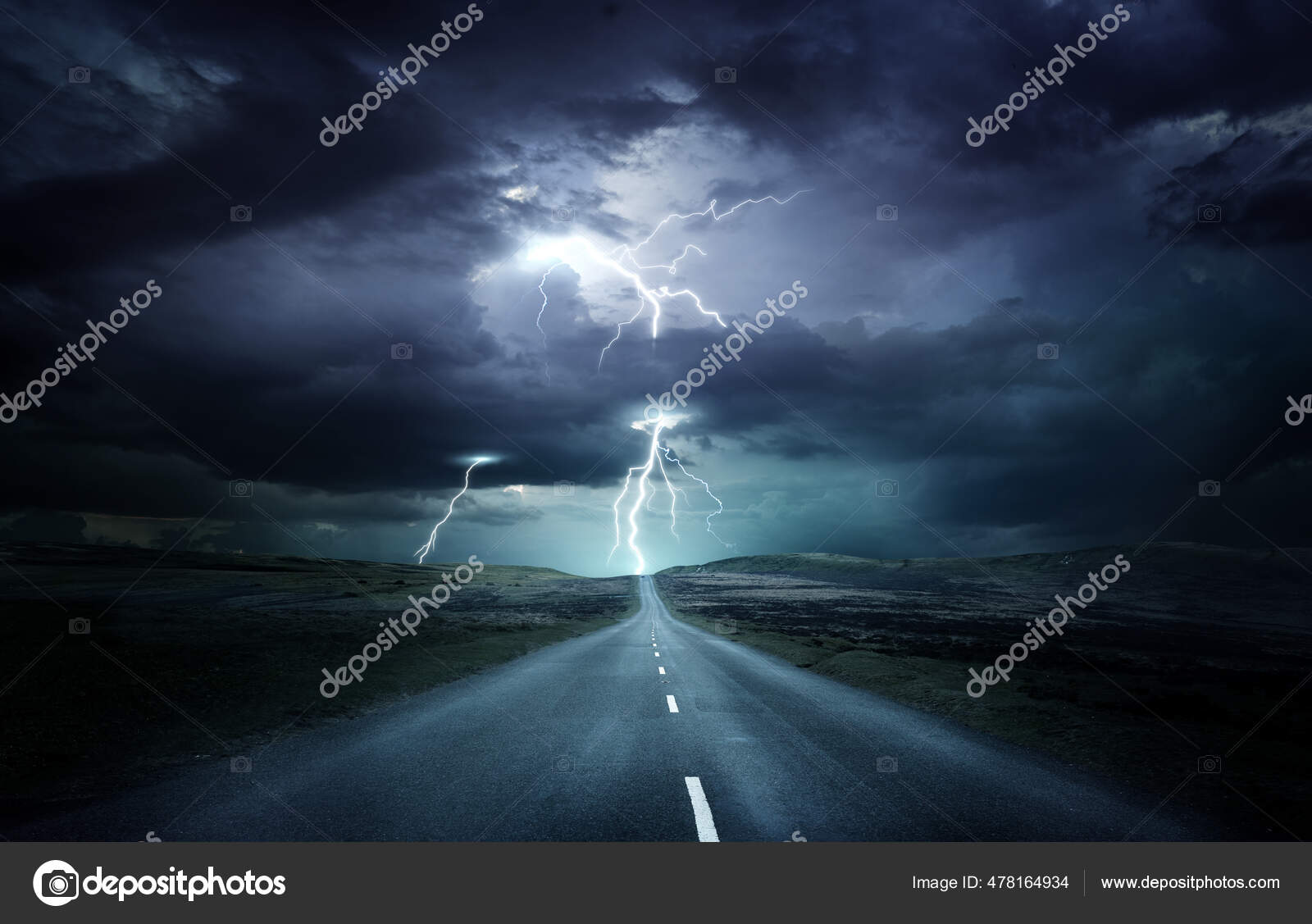 Extreme Weather Conditions Empty Landscape Road Leading Powerful ...