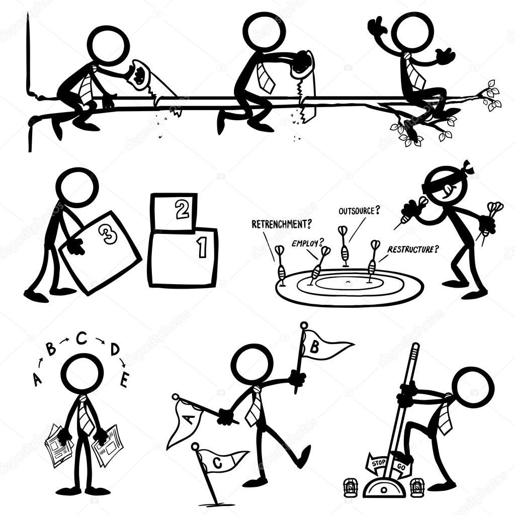 Set of stick figures, business strategy — Stock Vector © tobybridson ...