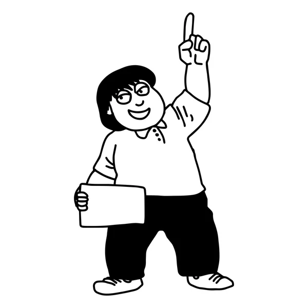 Illustration vector hand drawn doodle of smiling girl pointing blank ...