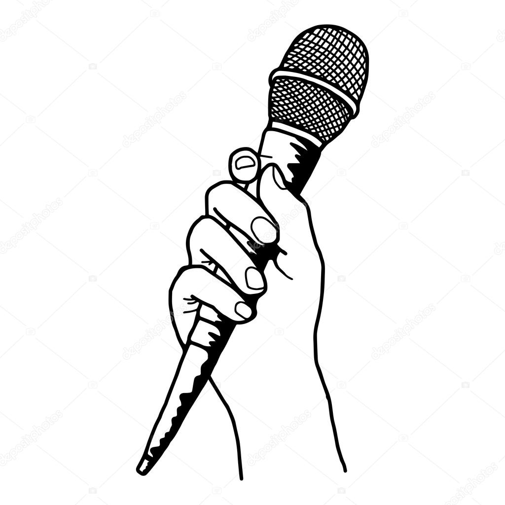 Illustration vector doodle hand drawn of sketch hand holding microphone ...
